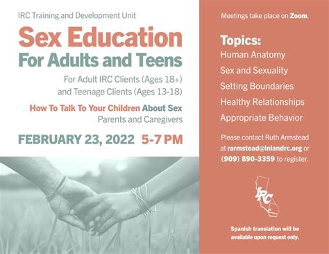Sex Education For Adults And Teens Inland Regional Center