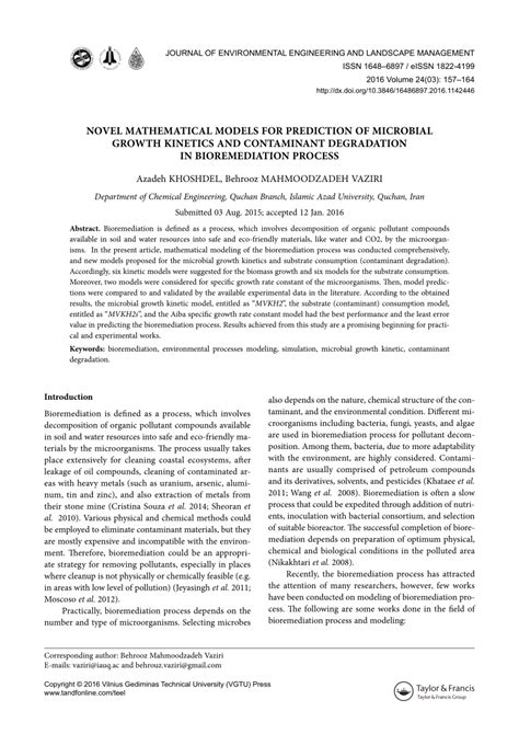 Pdf Novel Mathematical Models For Prediction Of Microbial Growth