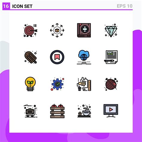 16 User Interface Flat Color Filled Line Pack Of Modern Signs And Symbols Of Holiday Jewel Book