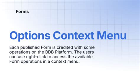 Options Context Menu Forms
