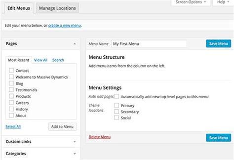 how to add a wordpress navigation menu
