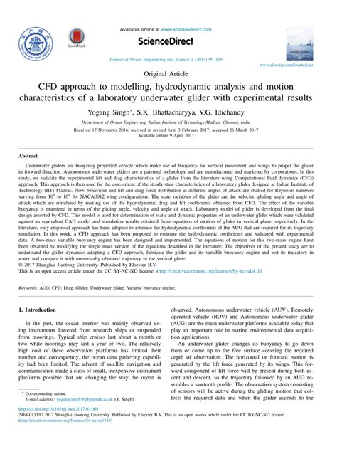 Pdf Cfd Approach To Modelling Hydrodynamic Analysis And Motion Characteristics Of A