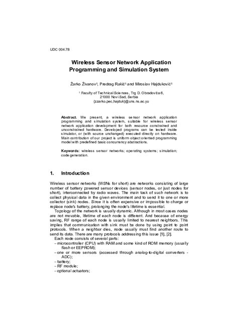 Pdf Wireless Sensor Network Application Programming And Simulation System