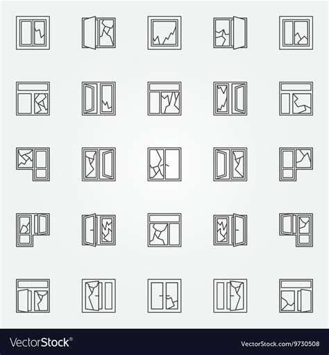 Broken Windows Icon Set Royalty Free Vector Image