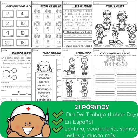 Paquete De Actividades Del Dia Del Trabajo Segundo Labor Day In Spanish