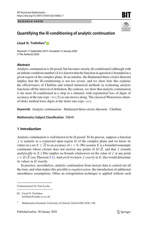 Pdf Quantifying The Ill Conditioning Of Analytic Continuation