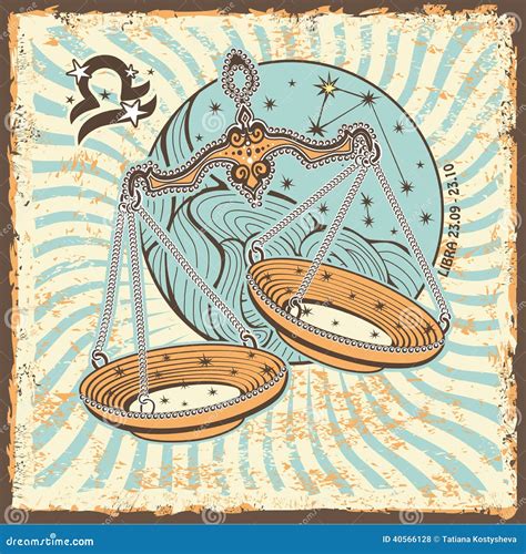 Libra Zodiac Sign With Silver Frame Horoscope Symbol Cartoon Vector