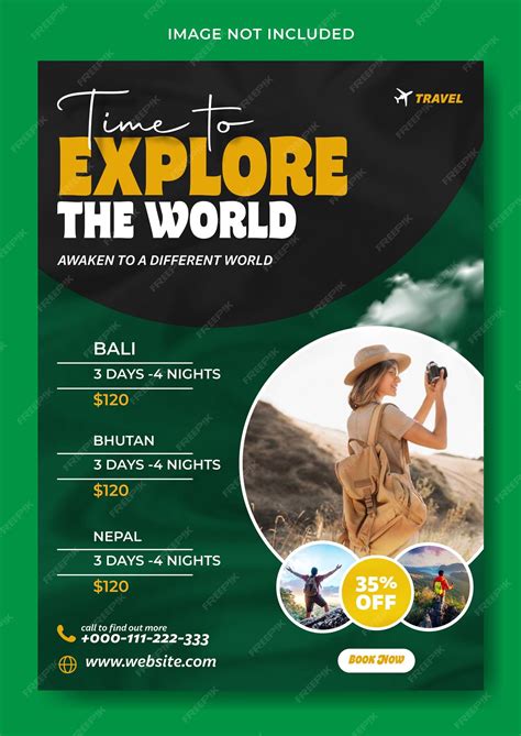 Premium Vector Travel Tour Promotional Flyer Template Design