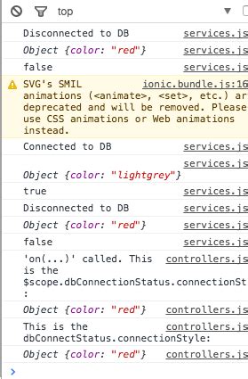 AngularJS Update Service Values When Connected Or Disconnected To