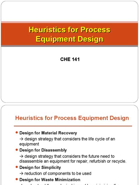 12 Heuristics For Process Equipment Design Pdf Science