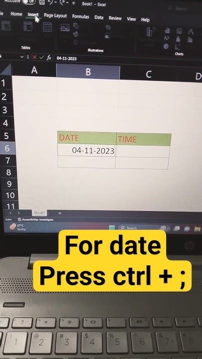 Current Date And Time Excel Shortcut Key Tricks Computer Excelshort