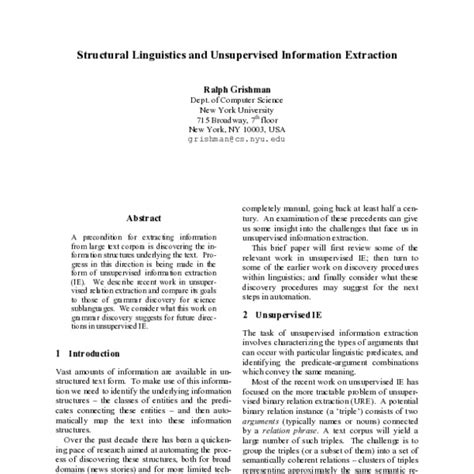Structural Linguistics And Unsupervised Information Extraction Acl