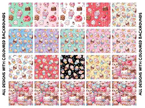 Kawaii Sweet Food Patterns 40 Cute Seamless Digital Patterns Digital