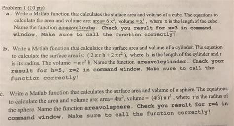 Solved C Write A Matlab Function That Calculates The