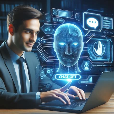 Manejo del portátil con ChatGPT Chat con el sistema de inteligencia artificial | Imagen Premium ...