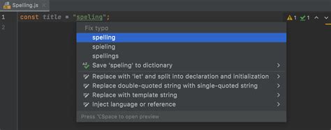 Spellchecking WebStorm