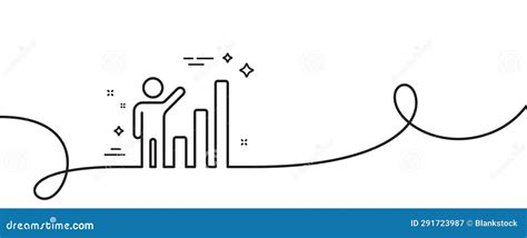 Graph Line Icon Column Chart Sign Continuous Line With Curl Vector