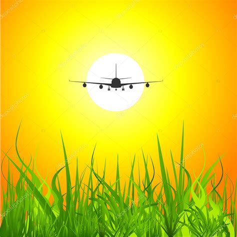 Airplane Sunset Background Stock Vector Image By ©ozgers 6969111