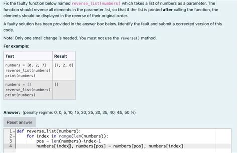 Solved Fix The Faulty Function Below Named Reverselist