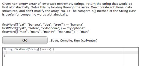 Solved Given Non Empty Array Of Lowercase Non Empty Strings