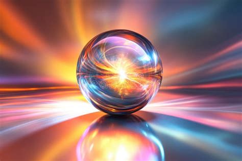 Colorful Glass Sphere Reflecting Light In A Vibrant Abstract Background Stock Illustration
