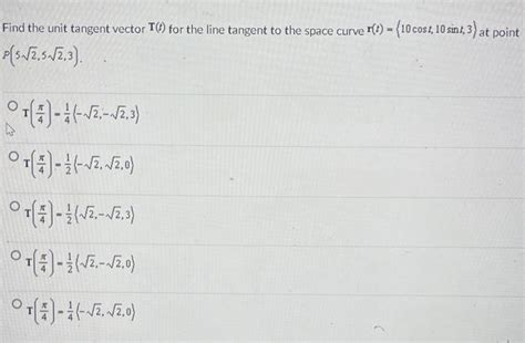 solved find the unit tangent vector t t for the line