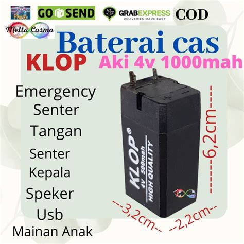 Jual Klop Baterai Cas Aki Kering V Mah Baterai Cas Accu Emergency Senter Headlamp Mainan