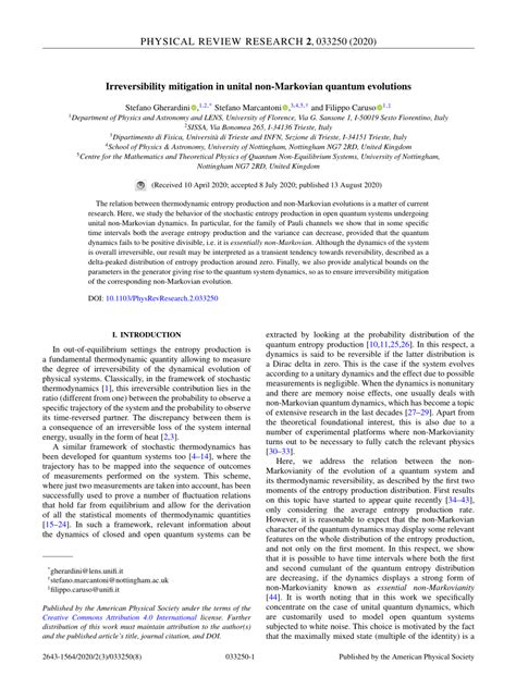 Pdf Irreversibility Mitigation In Unital Non Markovian Quantum Evolutions