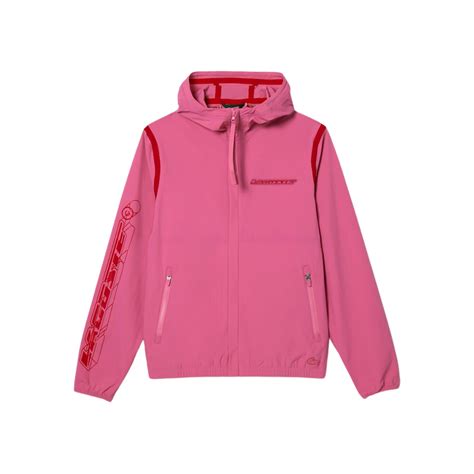 라코스테 액티브 로고 레터링 후드 블루종 핑크 Lacoste Kream