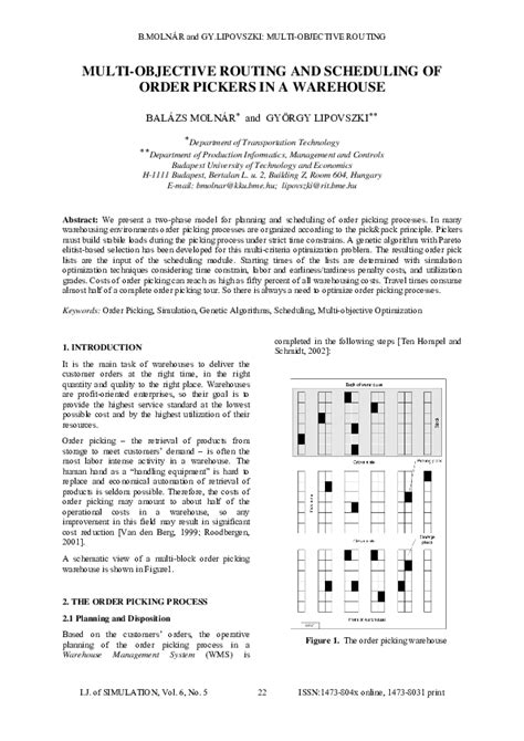 Pdf Multi Objective Routing And Scheduling Of Order Pickers In A