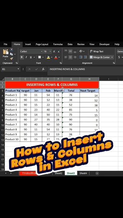 Excel Tutorial For Beginners How To Insert Rows And Columns In Excel Shorts Excel Tricks