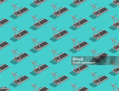 전기 러닝머신 3d 아이소메트릭 원활한 패턴 피트니스 러닝 장비 컨셉 포스터 및 소셜 배너 포스트 디자인 일러스트레이션 복사