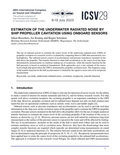 Pdf Estimation Of The Underwater Radiated Noise By Ship Propeller