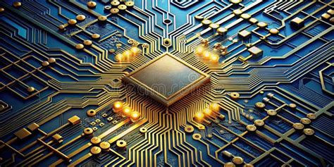 Abstract Digital Circuitry Design Showcasing A Central Processing Unit With Illuminated Pathways