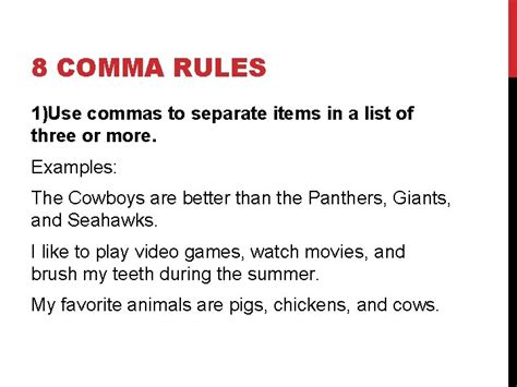 Using Commas Commas What Do We Use Commas