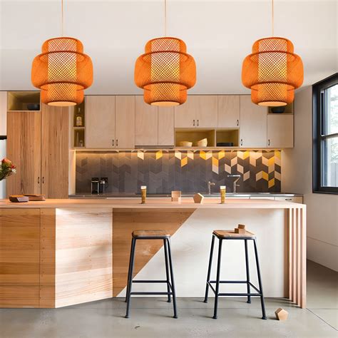 Lantern Shaped Hanging Light With Cross Woven Design Asian Bamboo 18