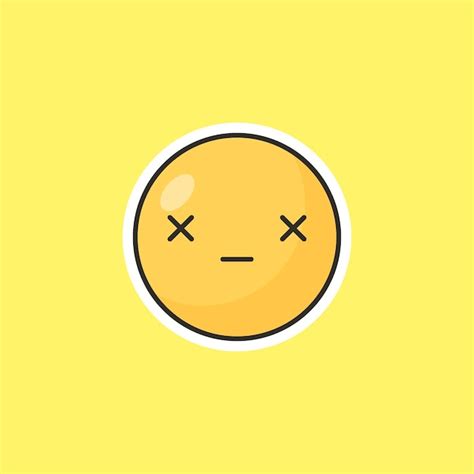 만화 스타일의 노란색 이모티콘 귀여운 이모티콘 스티커 프리미엄 벡터