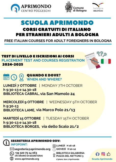 Iscrizioni Ai Corsi Gratuiti Di Italiano Per Stranieri Adulti 2024 2025 Aprimondo