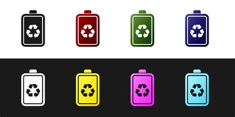 흑백 배경에 고립 된 재활용 기호 라인 아이콘으로 배터리를 설정 합니다 재활용 심볼재생 에너지 컨셉의 배터리 벡터 일러스트 0명에 대한 스톡 벡터 아트 및 기타 이미지