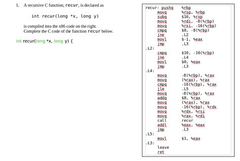 Solved A Recursive C ﻿function Recur Is Declared Asis