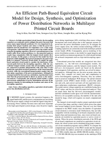 Pdf An Efficient Path Based Equivalent Circuit Model For Design