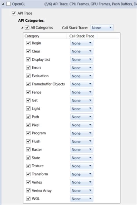 Analysis Trace Settings