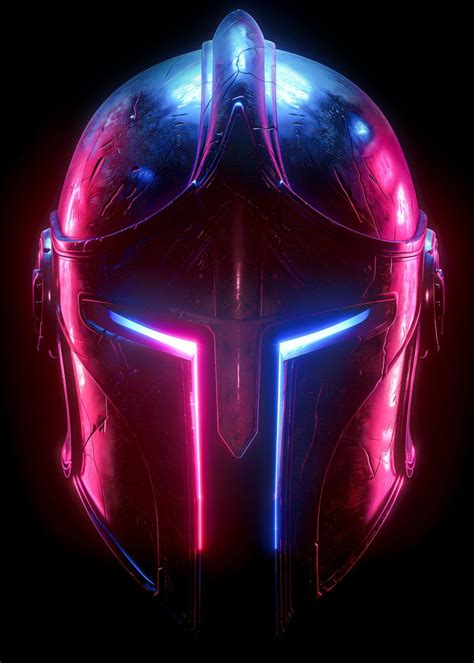 Neon Spartan Warrior Poster Picture Metal Print Paint By Echelon