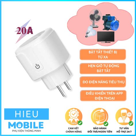 Ổ cắm thông minh Tuya A dùng Wifi hẹn giờ điều khiển bật tắt từ xa bằng app điện thoại đo