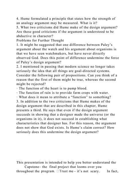 Chapter 5 The Design Argumentchapter Outline1 Goal Directed Sdocx Christianity Religion