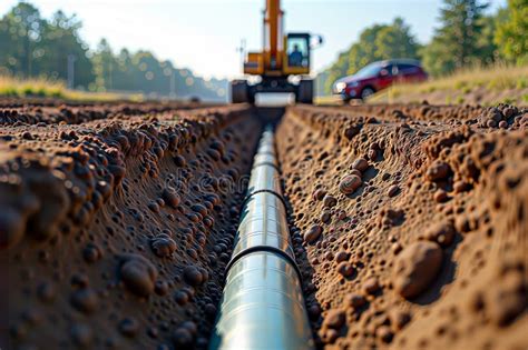 Construction Machinery Digging Pipeline Trench Generative Ai Stock Illustration Illustration