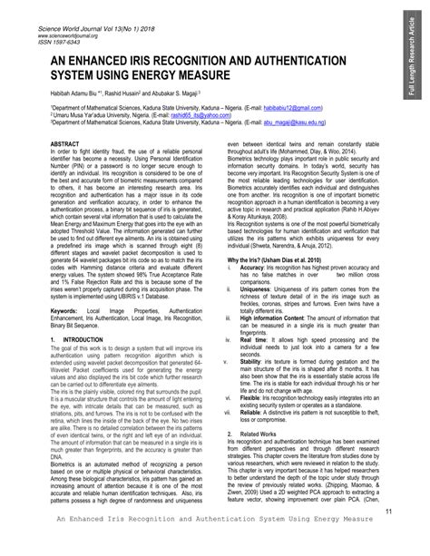 pdf an enhanced iris recognition and authentication system using