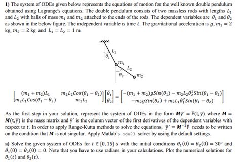 Solved The System Of ODEs Given Below Represents The Chegg