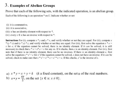 [solved] 3 Examples Of Abelian Groups Prove That Each Of