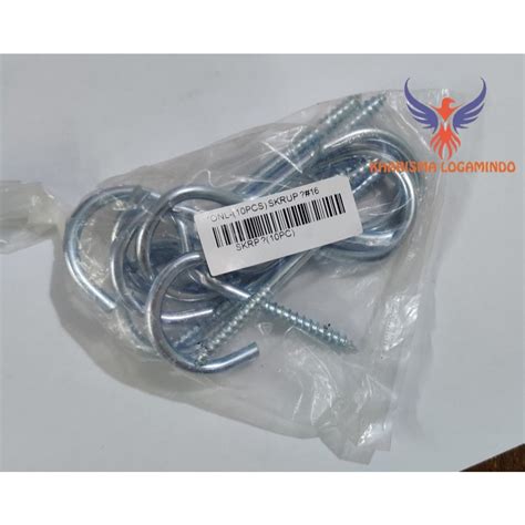 Jual Khrsma Jkt 10pcs Skrup Sekrup Gantung Skrup Tanda Tanya Kait Besi Screw Hook 6 Klp